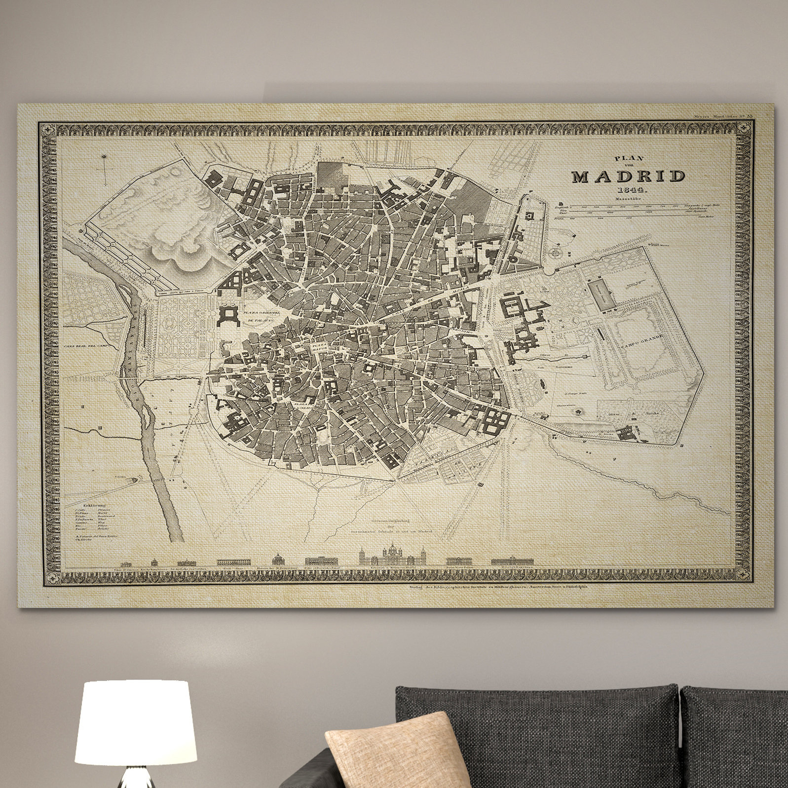 Wexford Home 'Vintage Madrid Map II' Graphic Art Print on Wrapped Canvas | Wayfair